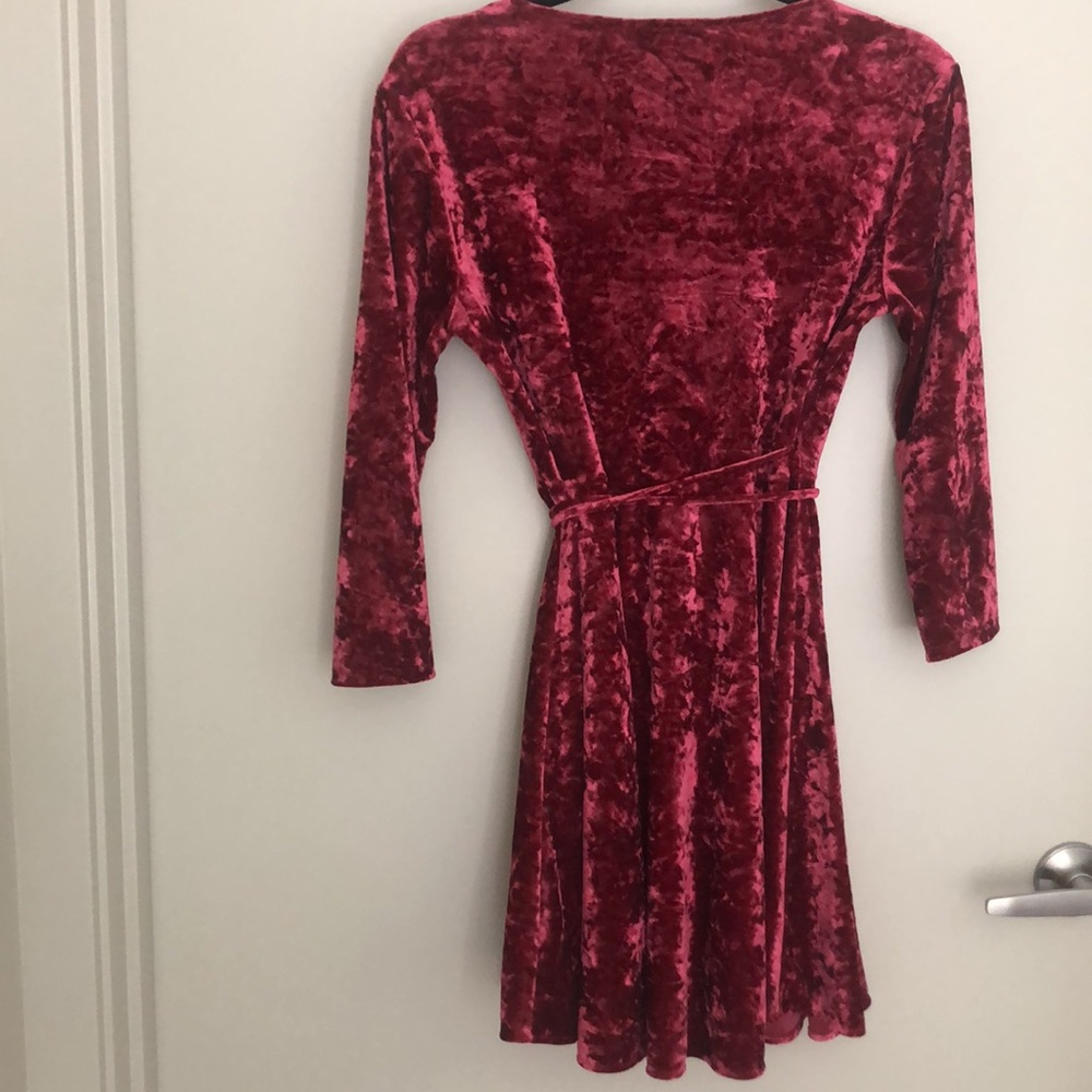 Lulus Wine Red Crushed Velvet Wrap Dress - Gem